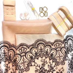 Bra Making Kit | Embroidered Tulle | Bra Sewing Kit | Pink Bra Kit ...