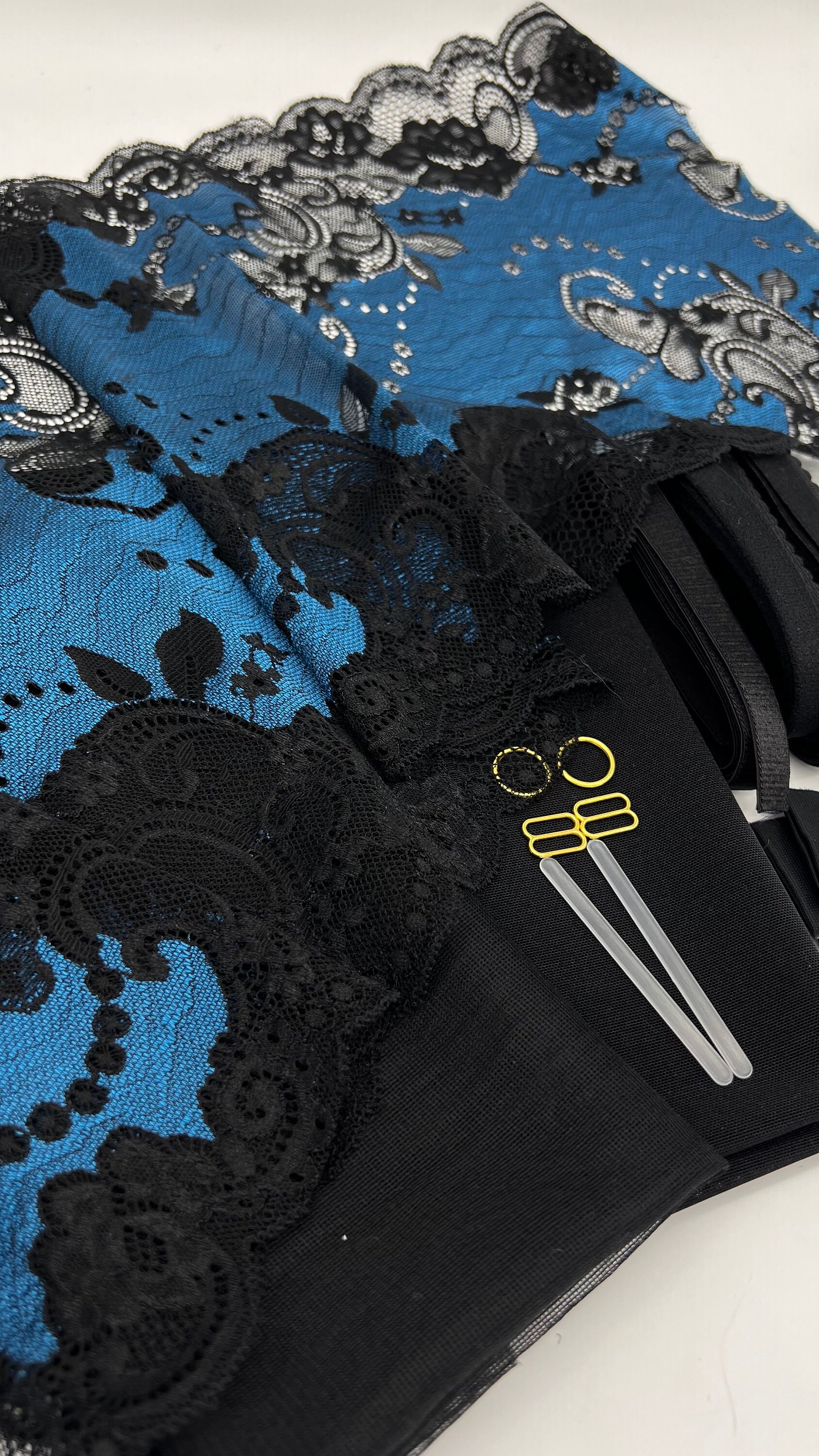 Bra Making Kit Stretch Lace Bra Kit Bra Sewing Kit Blue Bra Kit ...
