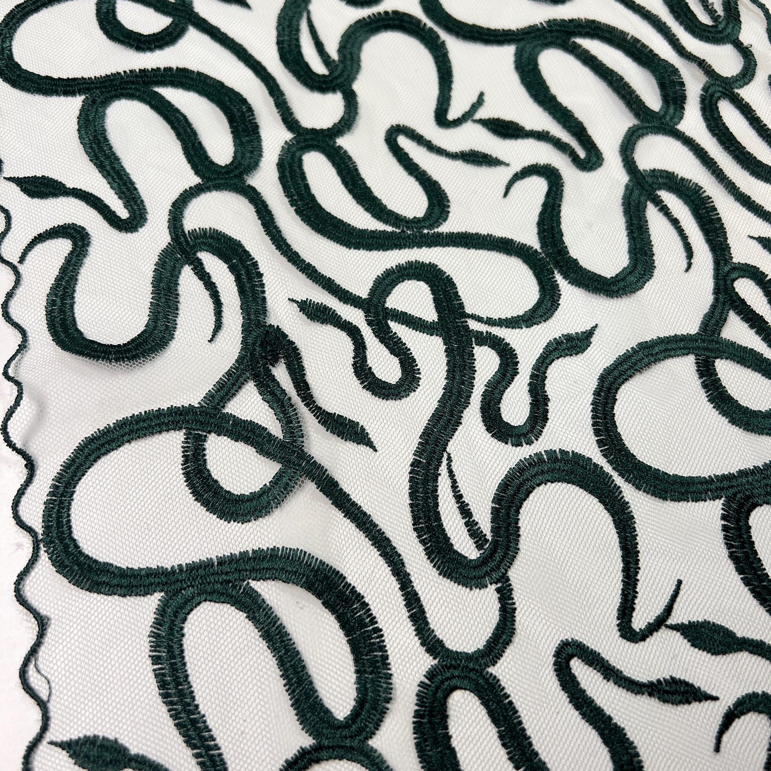 Venom Bloom Embroidered Lace – Navy or Emerald Snake Pattern on ...