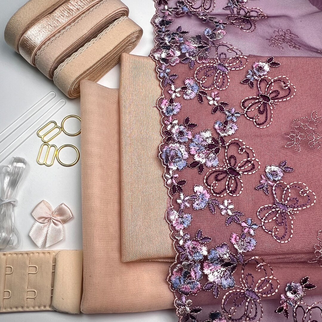 Bra Making Kit | Embroidered Tulle Lace Bra Kit | Bra Sewing Kit ...
