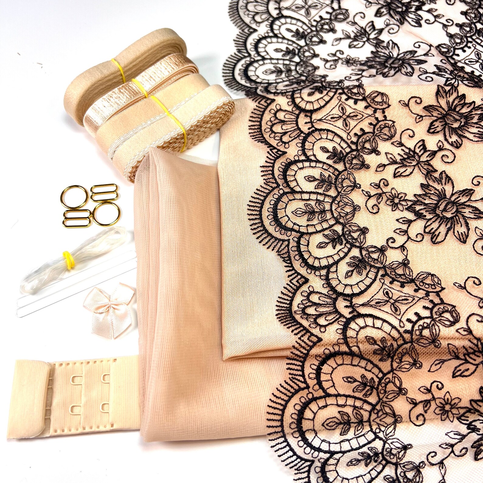 Bra Making Kit Embroidered Tulle Bra Sewing Kit Pink Bra Kit Bralette ...