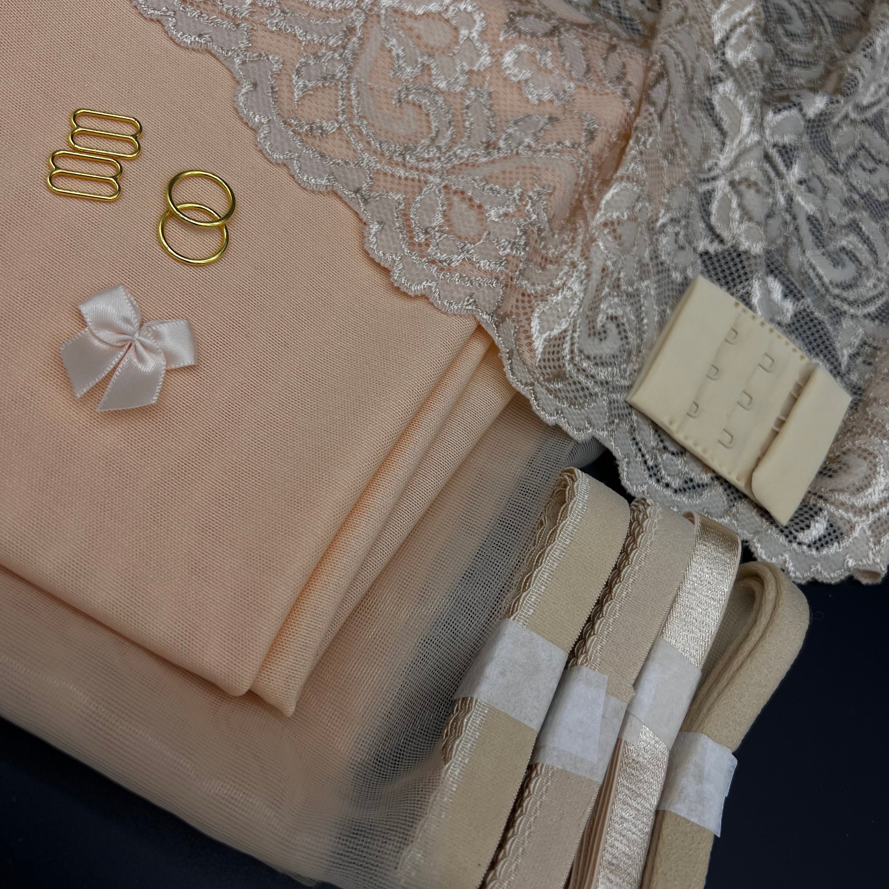 Bra Making Kit Stretch Lace Bra Kit Bra Sewing Kit Beige Bra Kit ...