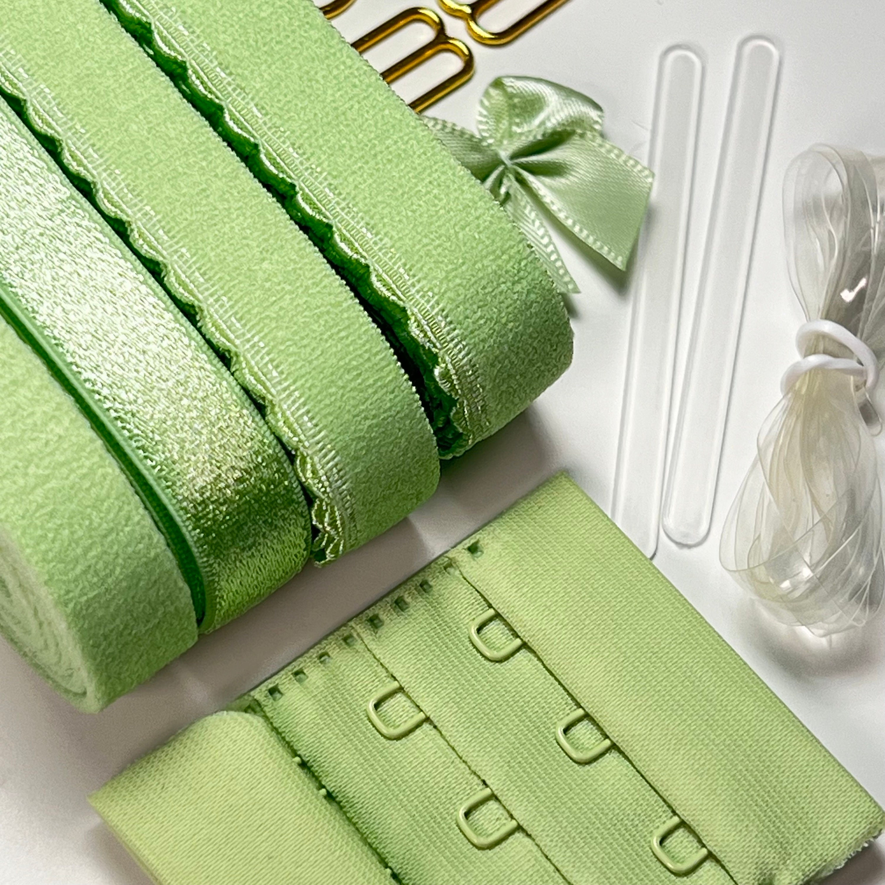 Paradise Green Bra Findings Kit – Lingerie Elastic, Hook and Eye, Bones ...