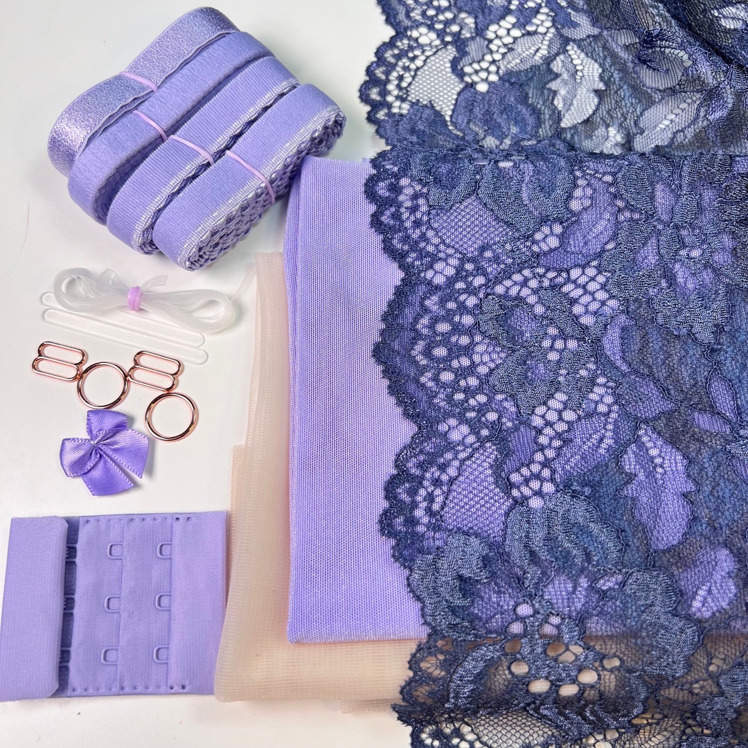 Bra Making Kit | Stretch Lace Bra Kit | Bra Sewing Kit | Lavender Bra ...