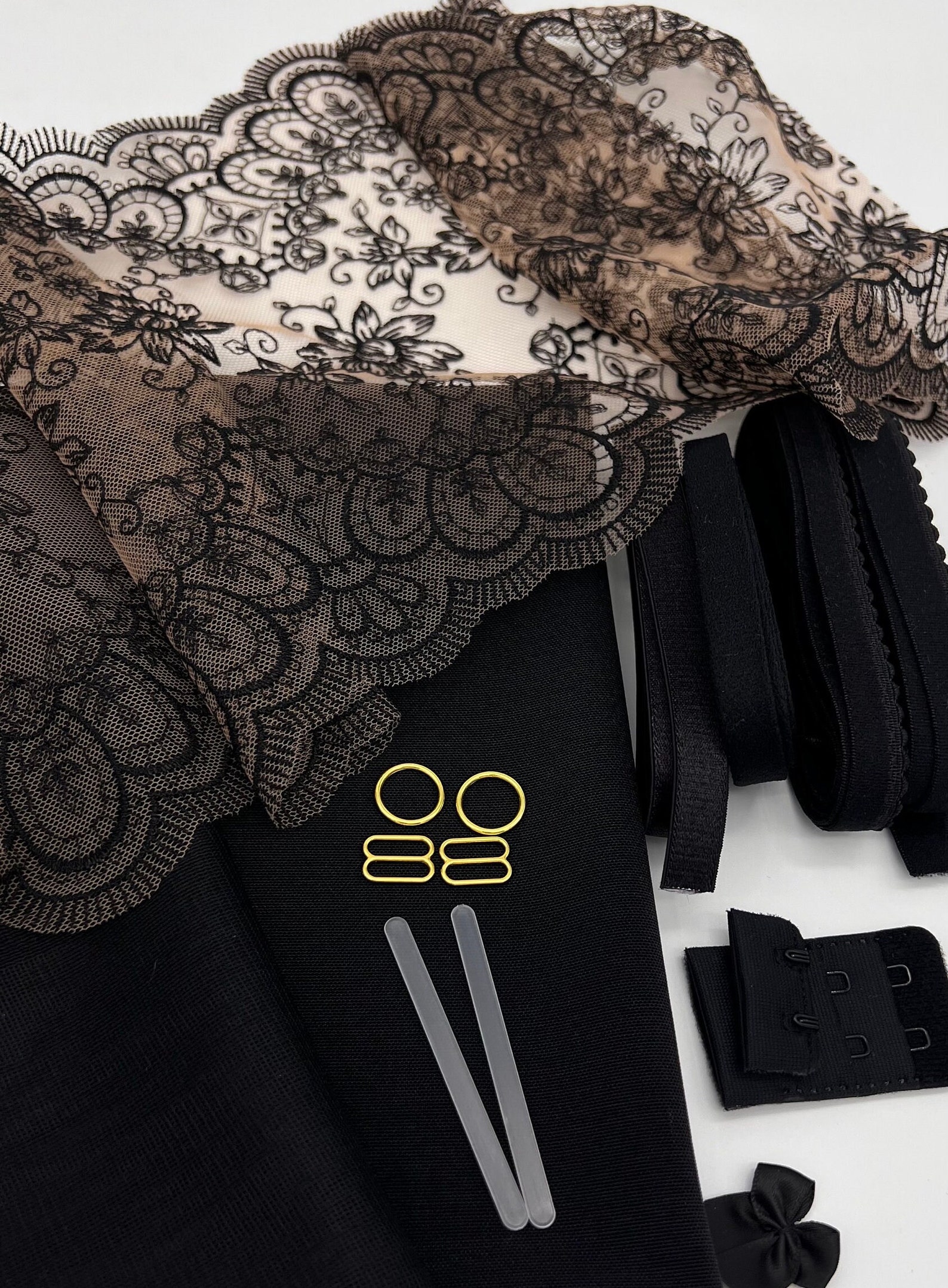 Bra Making Kit Embroidered Tulle Bra Sewing Kit Pink Bra Kit Bralette ...