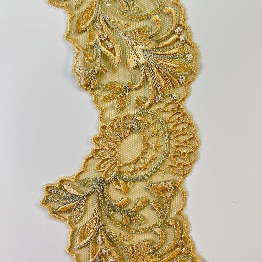 Sunlit Baroque Decorative Embroidered Lace Trim | Non Stretch Narrow ...
