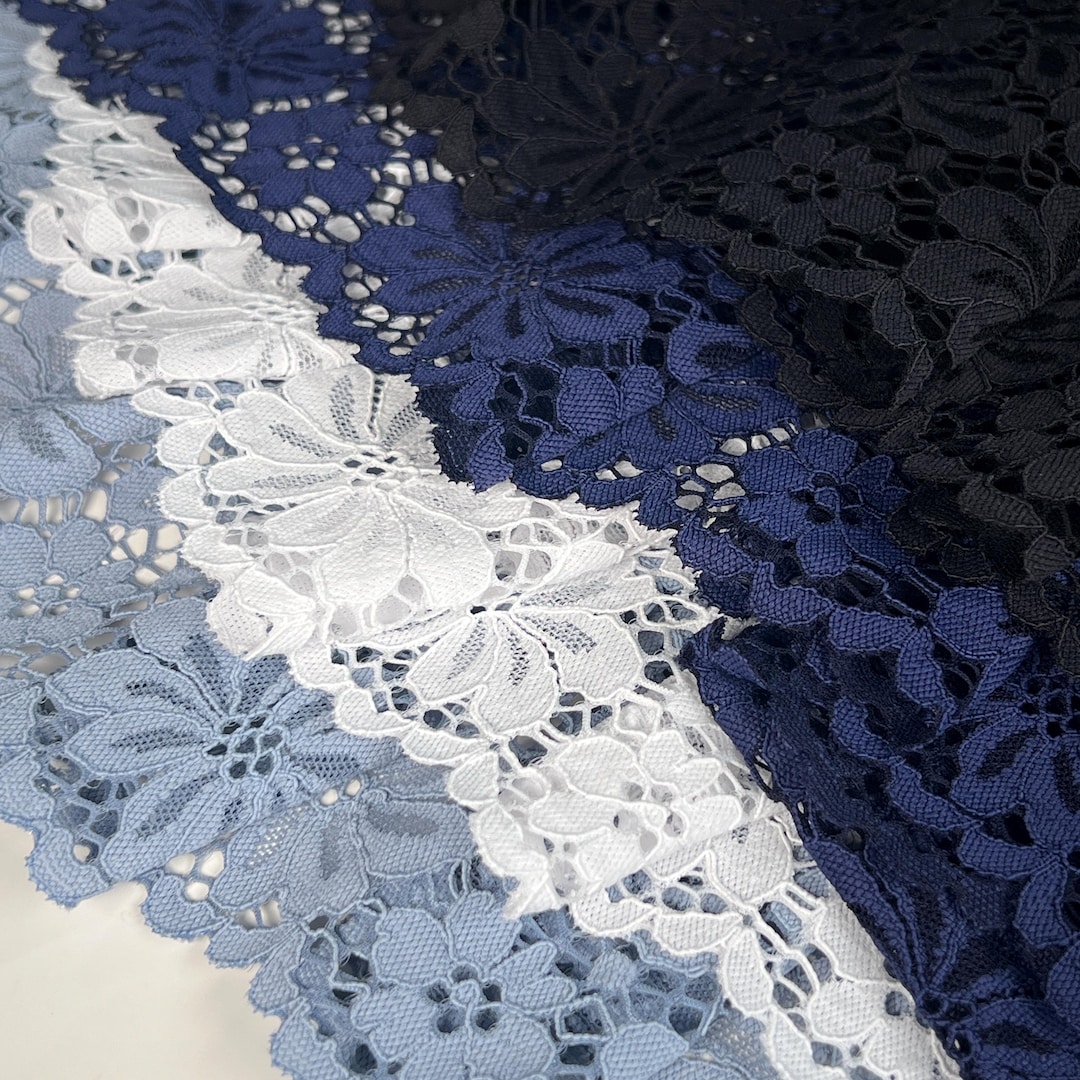 Aria Guipure| Stretch Lace in Black, White, Navy and Dusty Blue ...