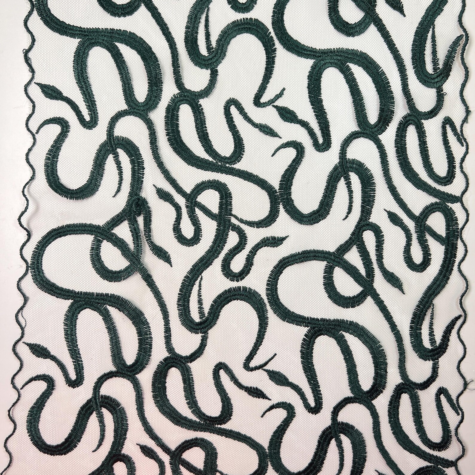 Venom Bloom Embroidered Lace – Navy or Emerald Snake Pattern on ...