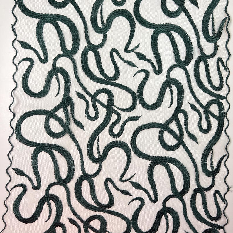 Venom Bloom Embroidered Lace – Navy or Emerald Snake Pattern on ...