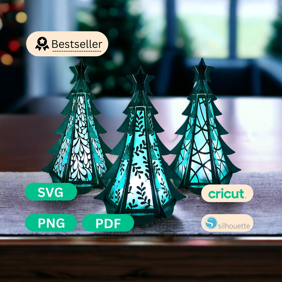 DIY 3 Weihnachtsbaum Laterne SVG PNG, Weihnachtslaterne Vorlage, Papierlaterne, Baumspitze ...