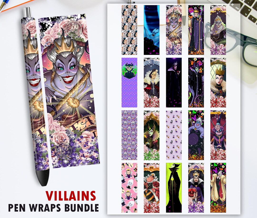 21 Villain Pen Png Bundle, Villain Pen Wrap Png, Cartoon Pen Wrap Png ...