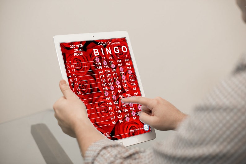 Rose Bingo Board - Valentine Romantic Bingo Host Board for Social Media ...