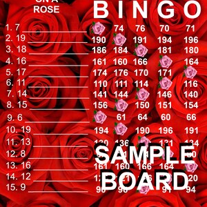 Rose Bingo Board - Valentine Romantic Bingo Host Board for Social Media ...