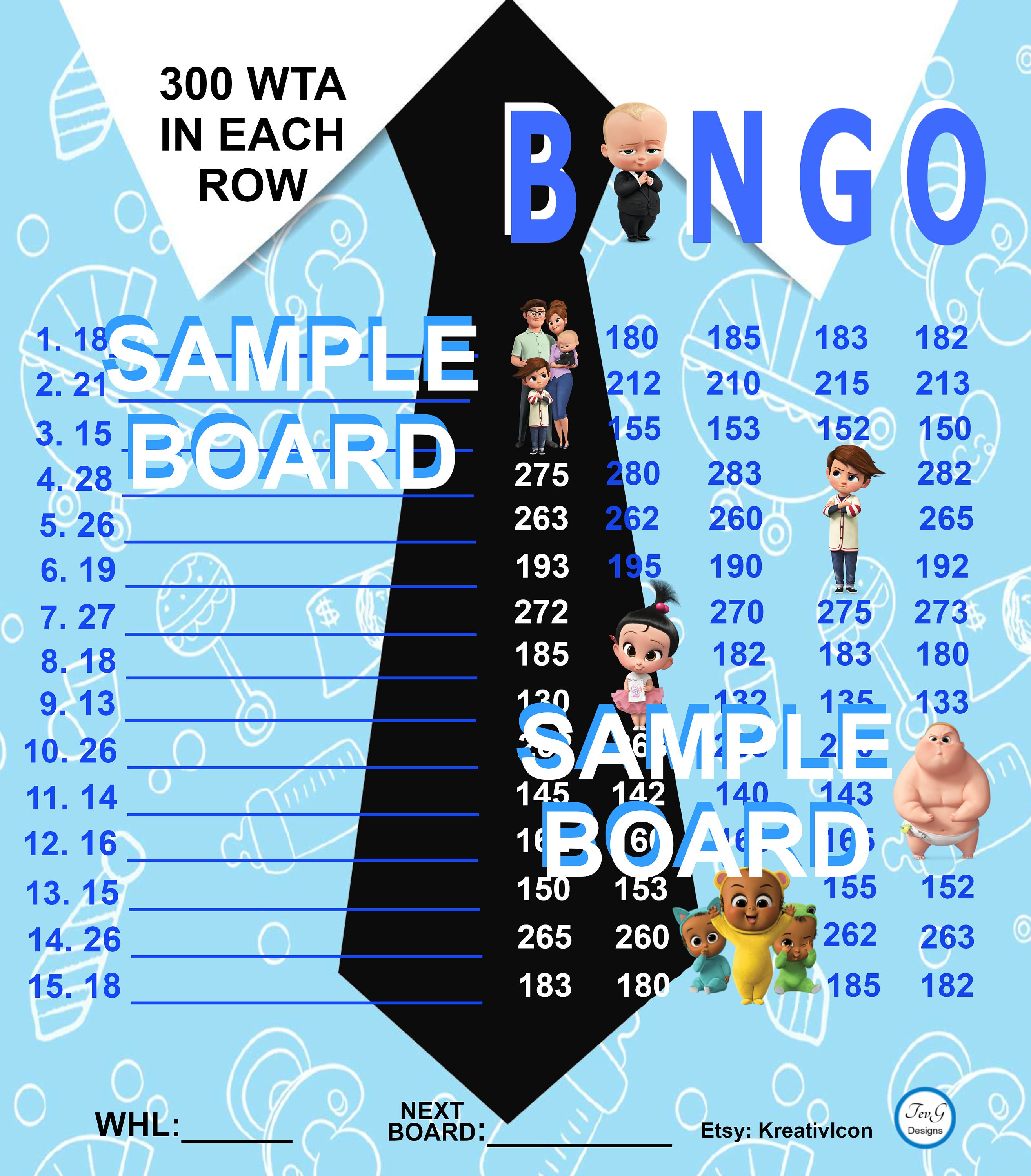 Boss- Baby 300 Bingo Board - Etsy