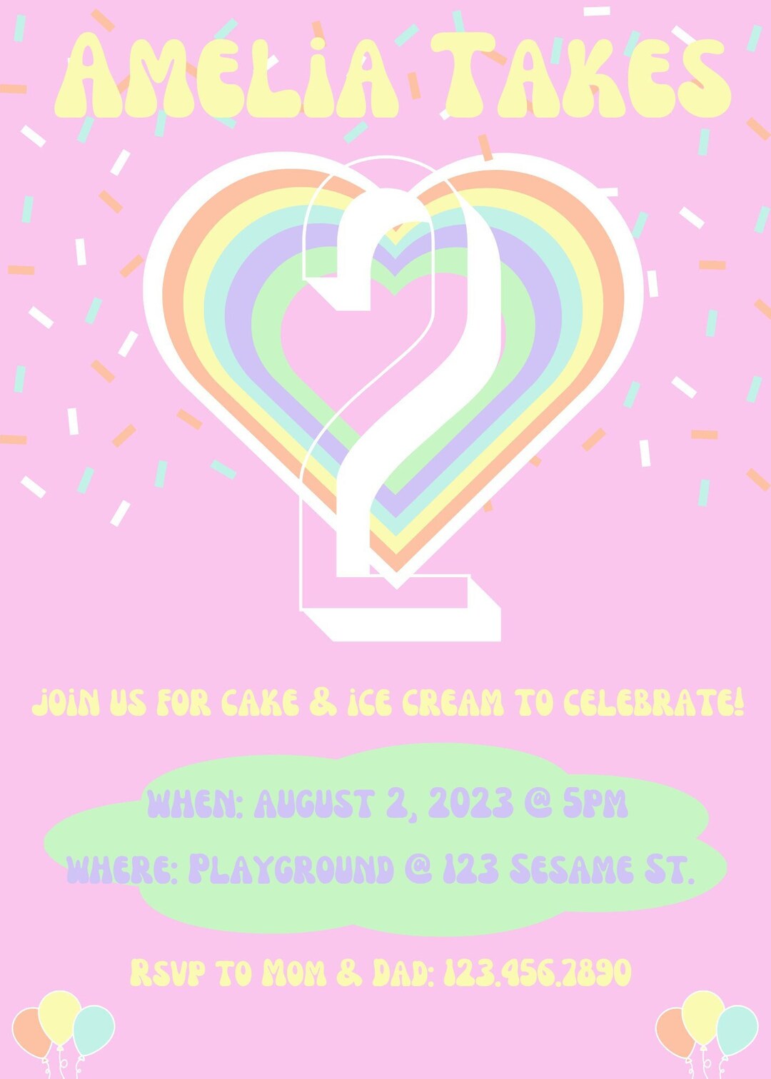Pastel Heart Party Invitation - Etsy