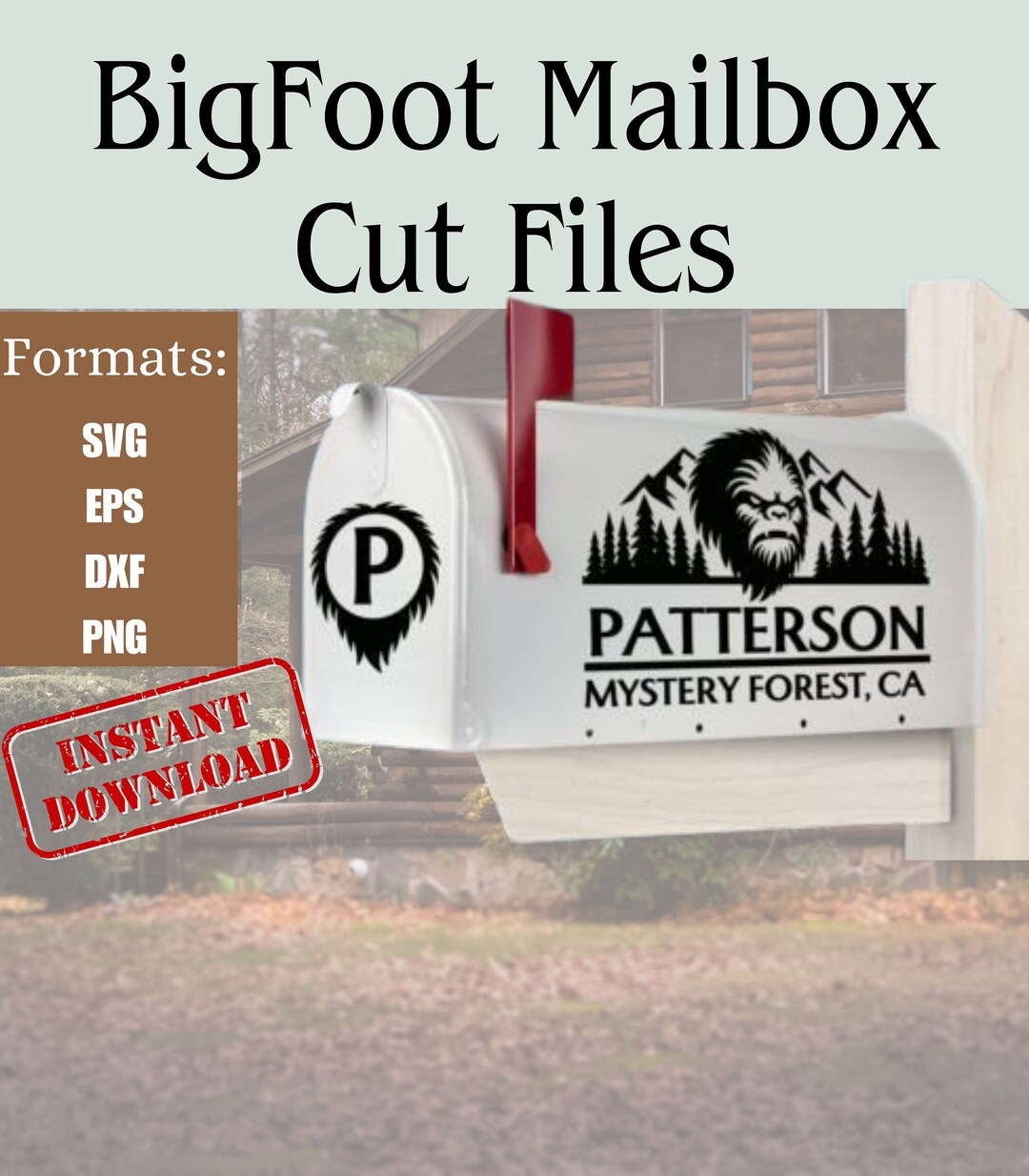Bigfoot Sasquatch Mailbox Graphic, Bigfoot Sasquatch Graphic, Instant ...