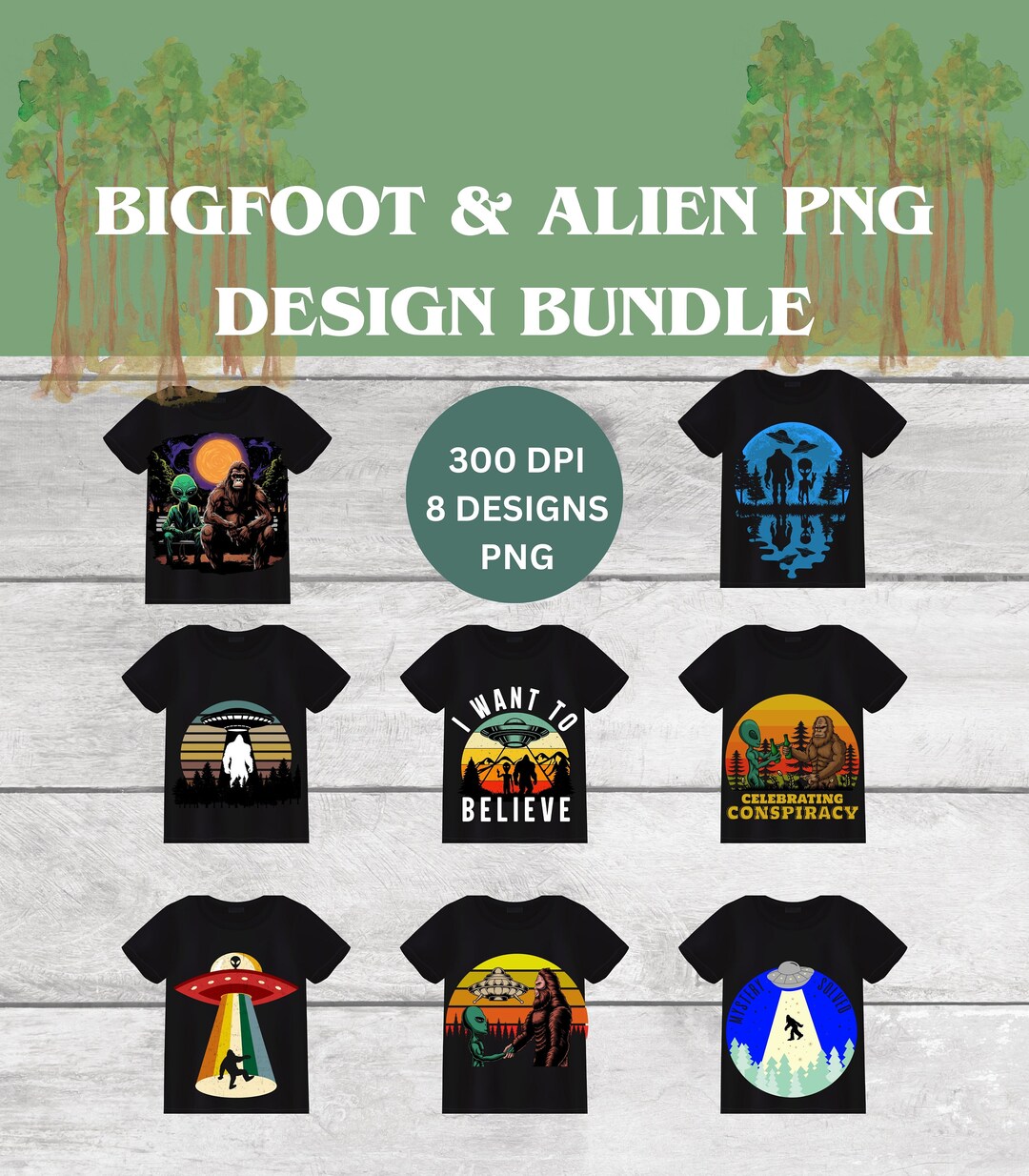 Bigfoot Alien Graphic Bundle, Bigfoot and Alien, Bigfoot Png ...