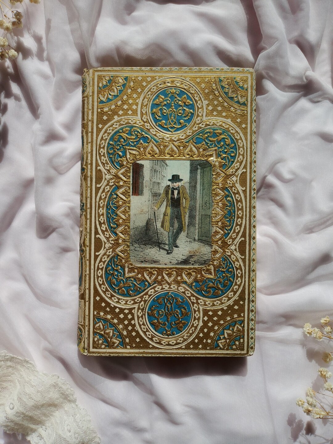 Pretty French Antique Book | French Cartonnage | Cartonnage Romantique ...