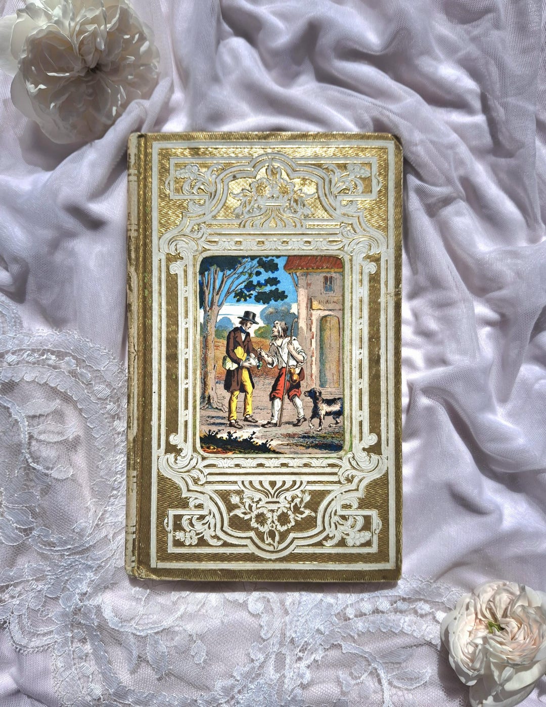Pretty French Antique Book | French Cartonnage | Cartonnage Romantique ...