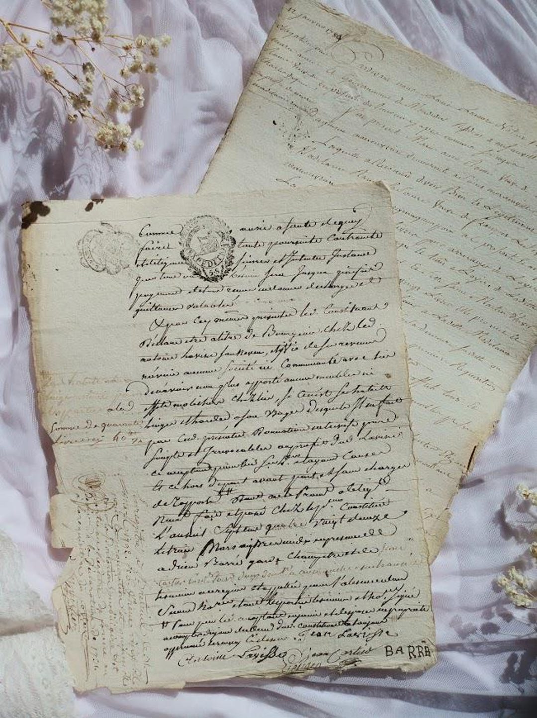 Pretty French Antique Letter From the 18th Century 1700s Manuscript ...