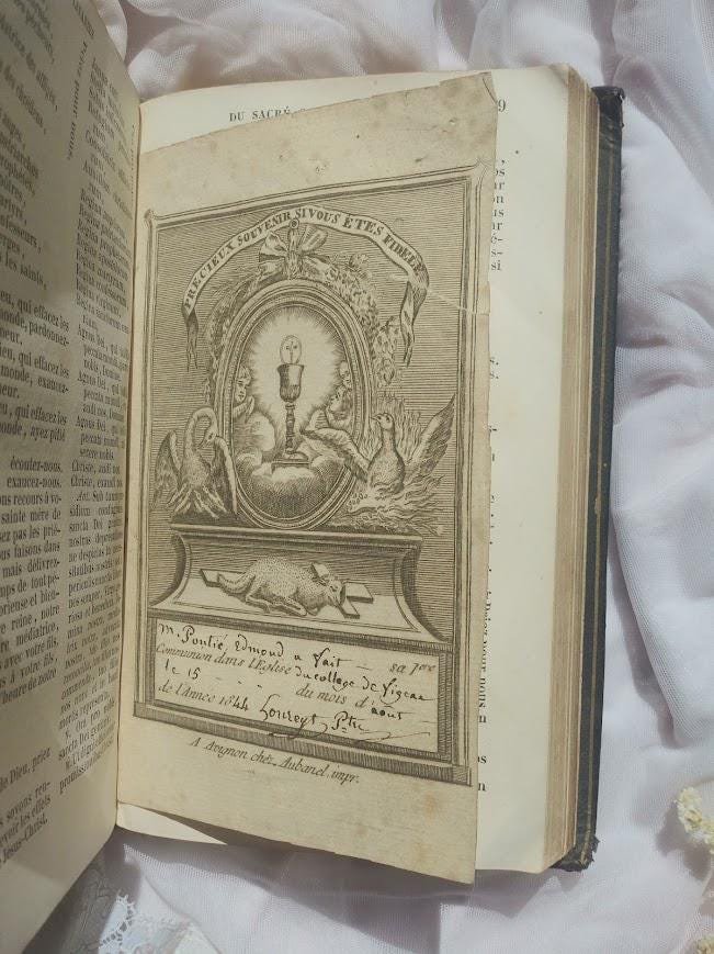 Pretty French Antique Book Filled With Beautiful French Antique Prayer ...