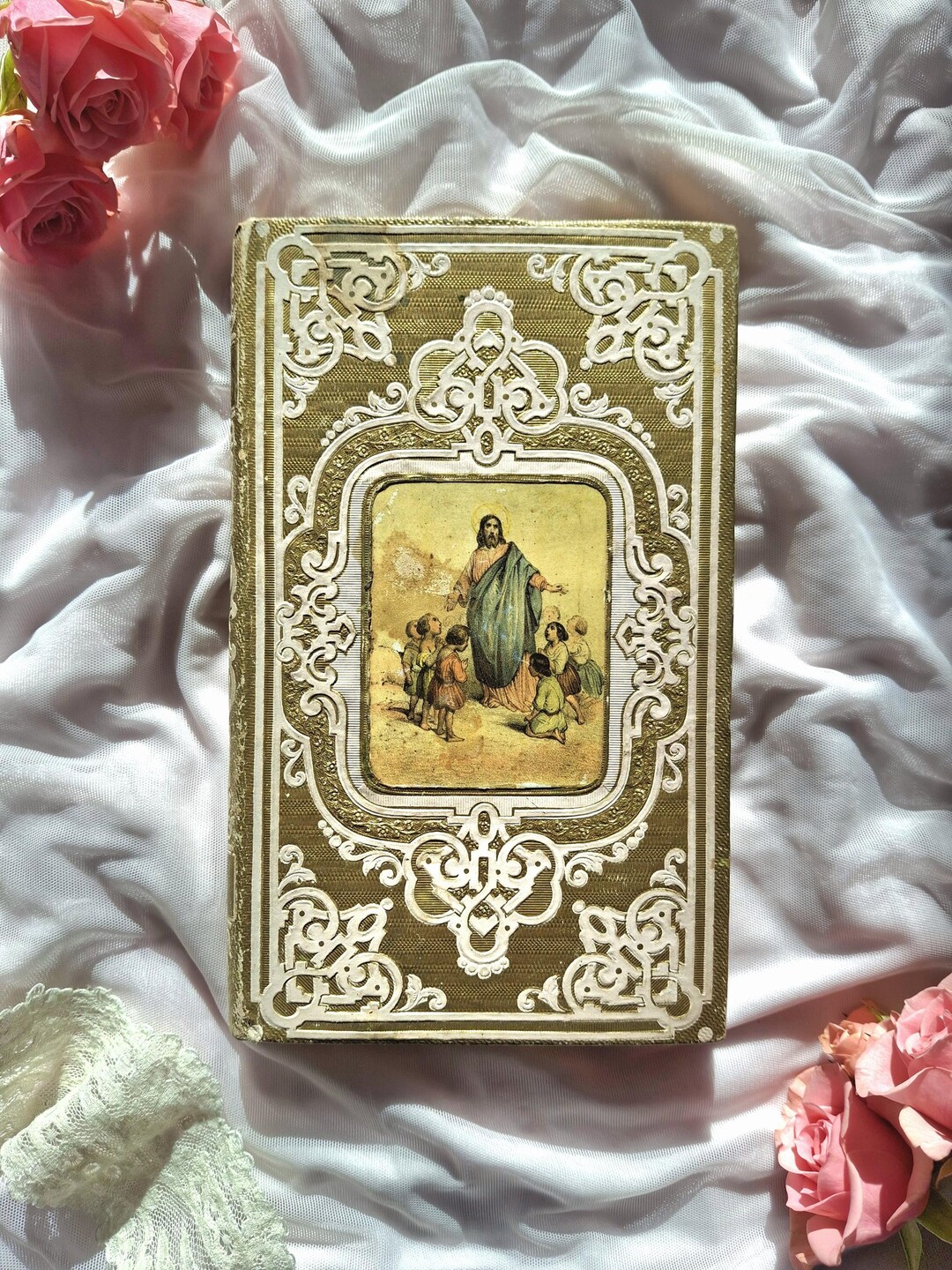 Pretty French Antique Book French Cartonnage Cartonnage Romantique ...
