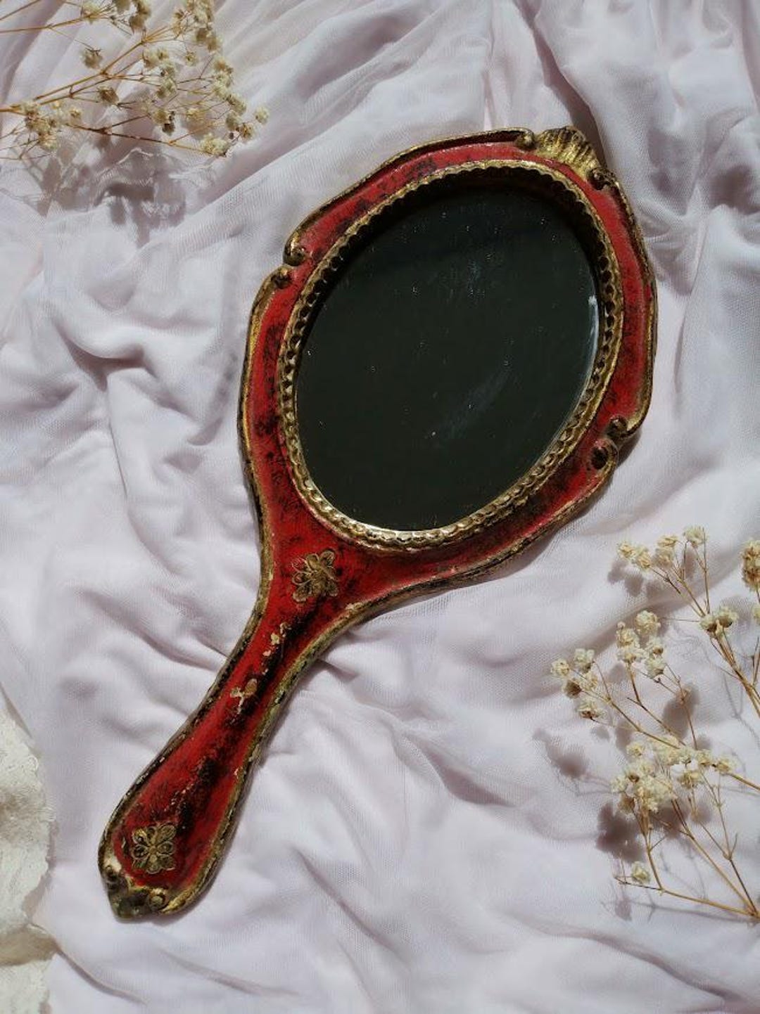 Pretty Vintage Florentine Hand Mirror | Beauty and the Beast Mirror ...