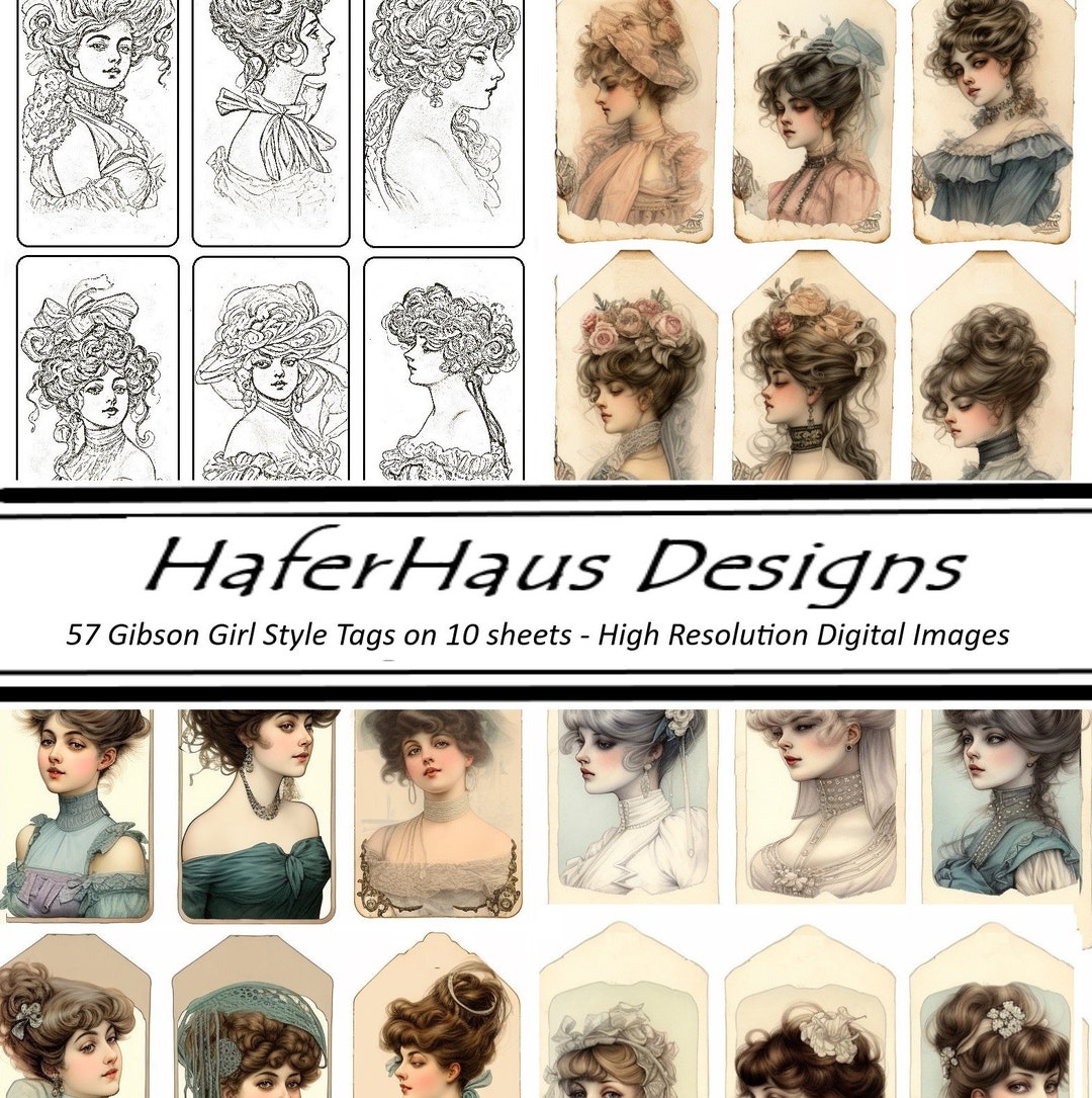Over 50 Gibson Girl Like Tags for Journaling - Etsy