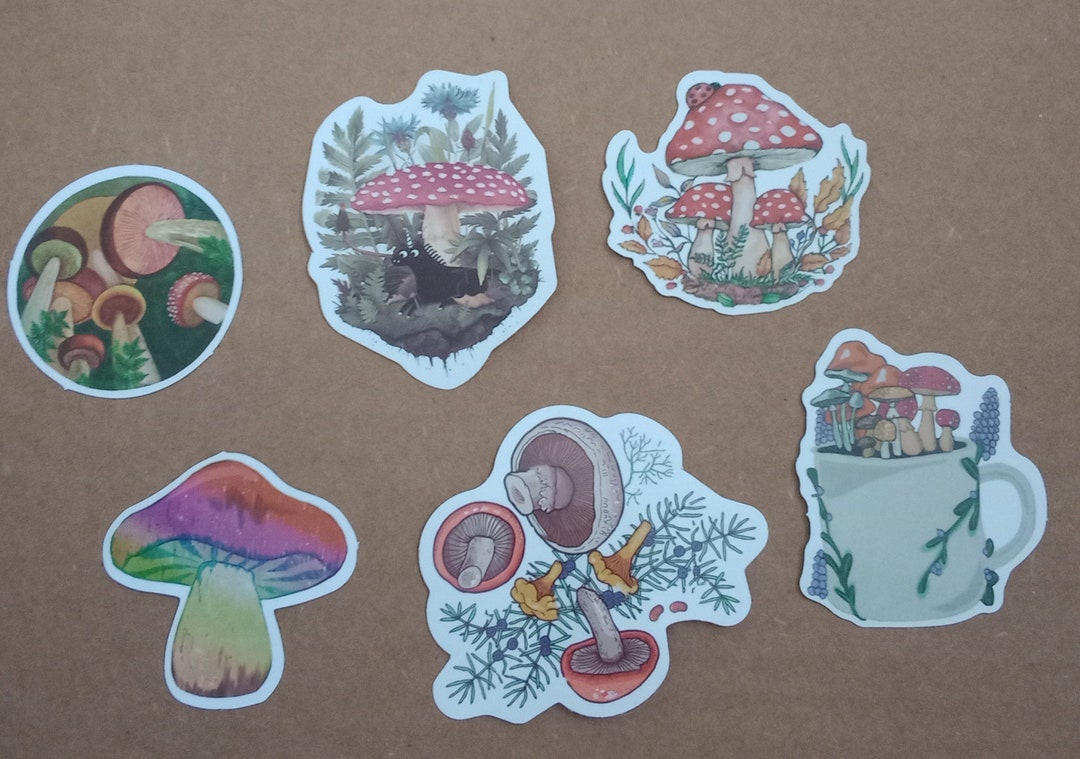 6 Mushroom Themed Stickers - Etsy