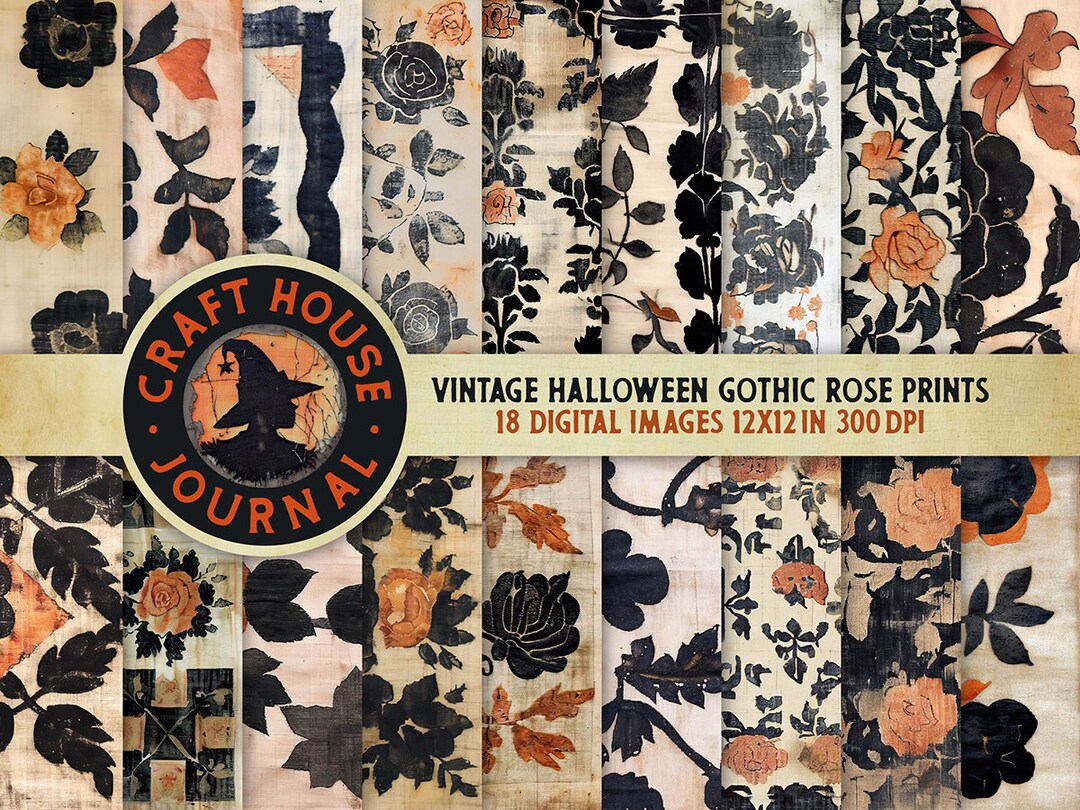 Vintage Halloween Rose Digital Paper Halloween Scrapbook - Etsy