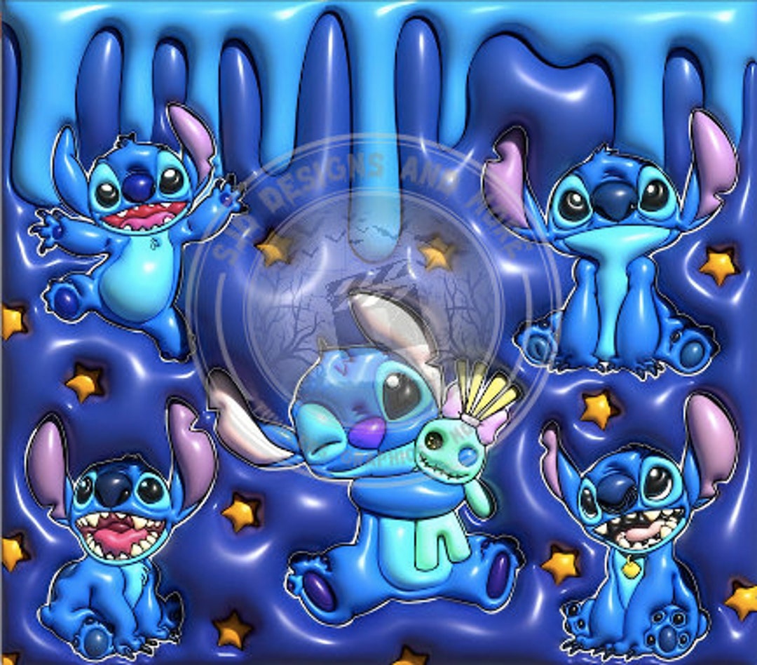 3D Lilo and Stitch Tumbler Wrap Sublimation, 20oz Skinny Straight ...