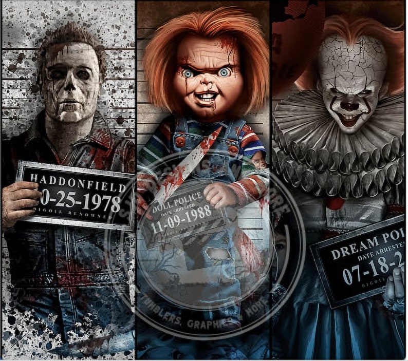 Jason Chucky Pennywise Mugshot Tumbler Wrap Sublimation - Etsy