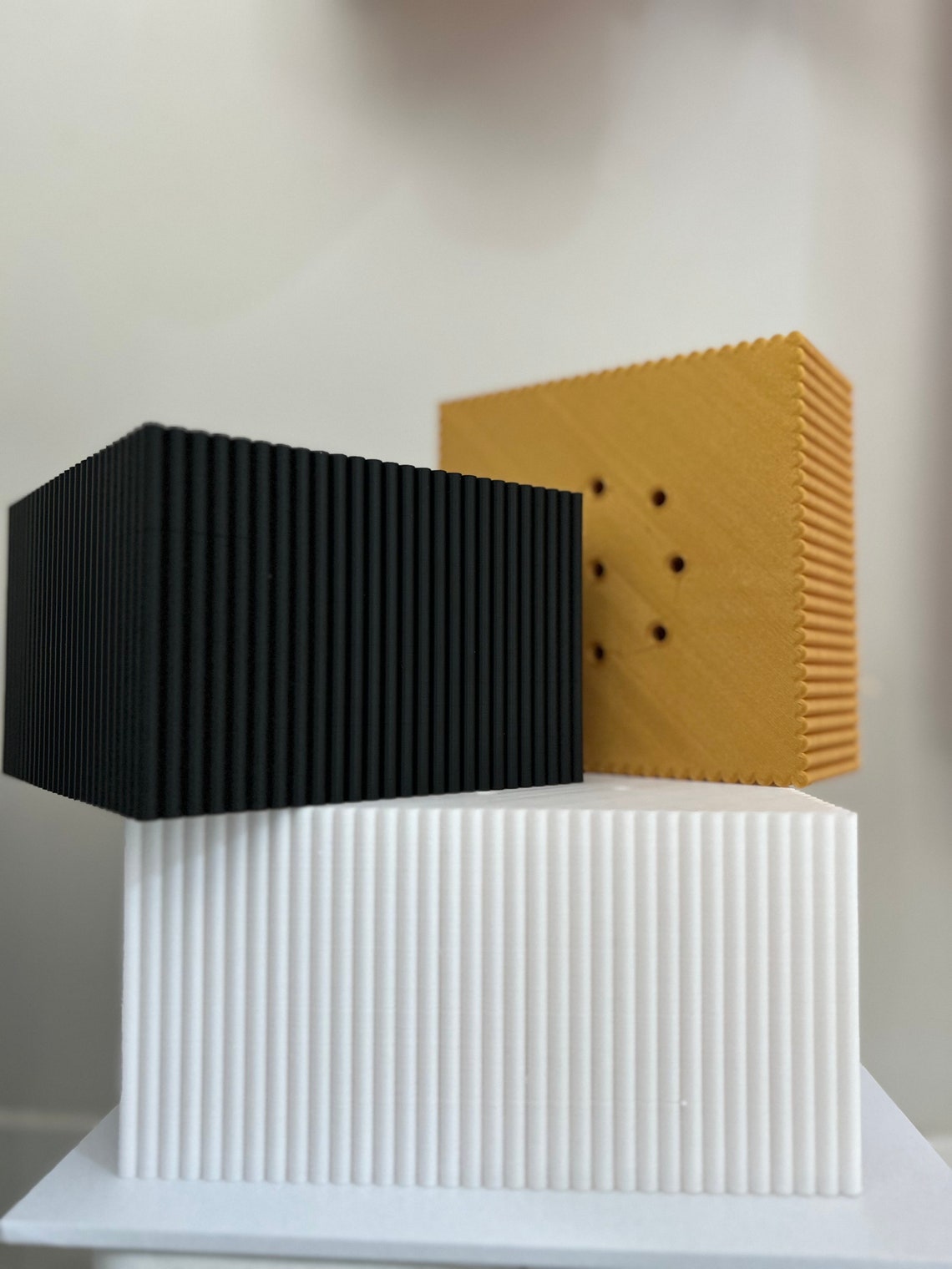 4”x4” Reeded Cake Separator Square - White Wedding Cake Spacer - Fake ...