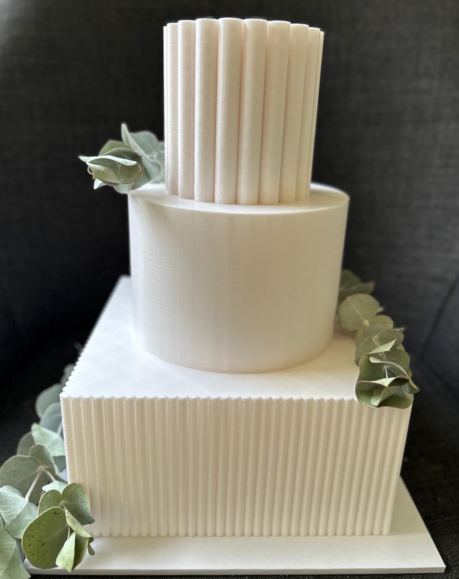 4”x4” Reeded Cake Separator Square - White Wedding Cake Spacer - Fake ...