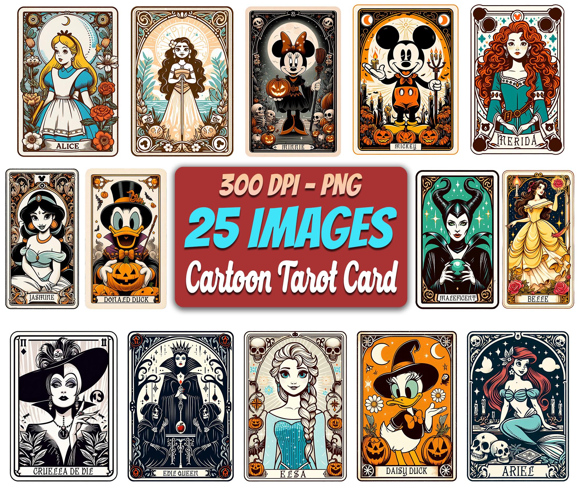 25 Designs Cartoon Tarot Card Bundle Png, Princesses Tarot Card Png ...