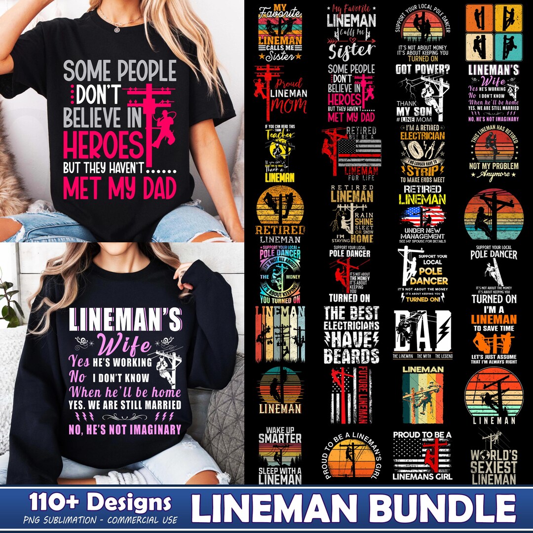 110+ Designs Lineman Png Bundle, Lineman Electrician Png, Lineworker ...
