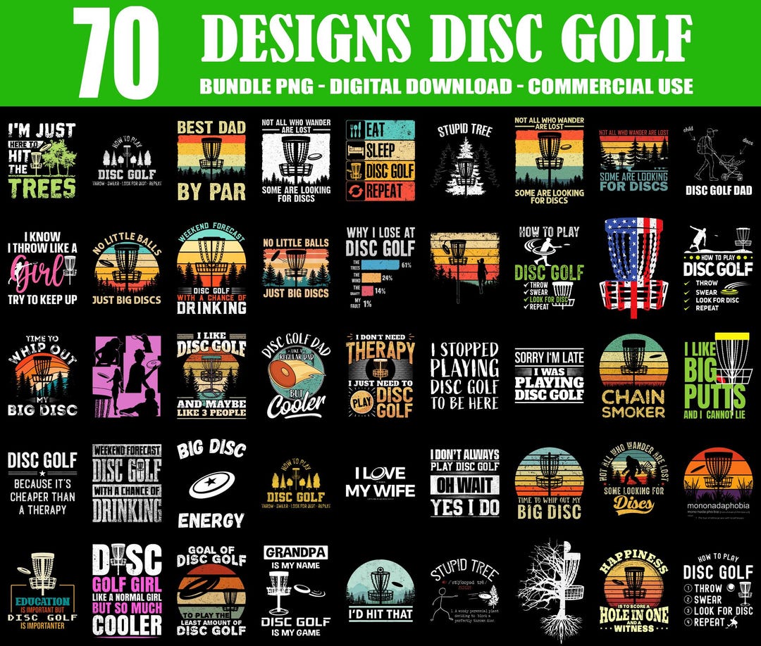 70 Designs Disc Golf Bundle Png, Funny Disc Golf Quotes Png, Frisbee ...