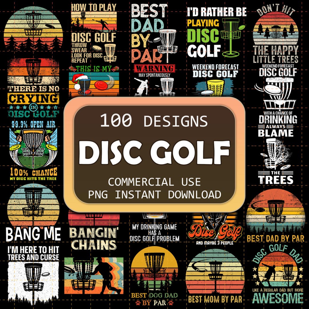 100 Disc Golf Printable Bundle, Retro File, Png Bundle, Disc Golf ...