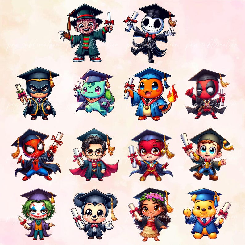 130 Graduation Cartoon Png Bundle, Graduation Png Sublimation ...