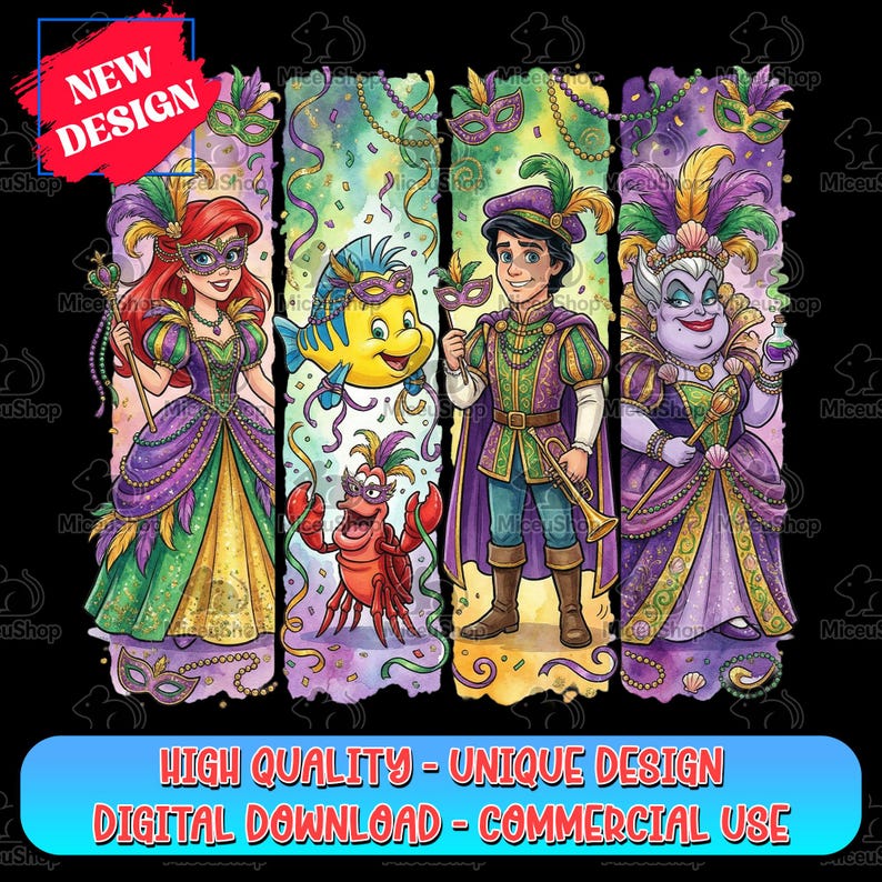 Glitter Cartoon Movie Mardi Gras Png, Watercolor Cartoon Characters ...