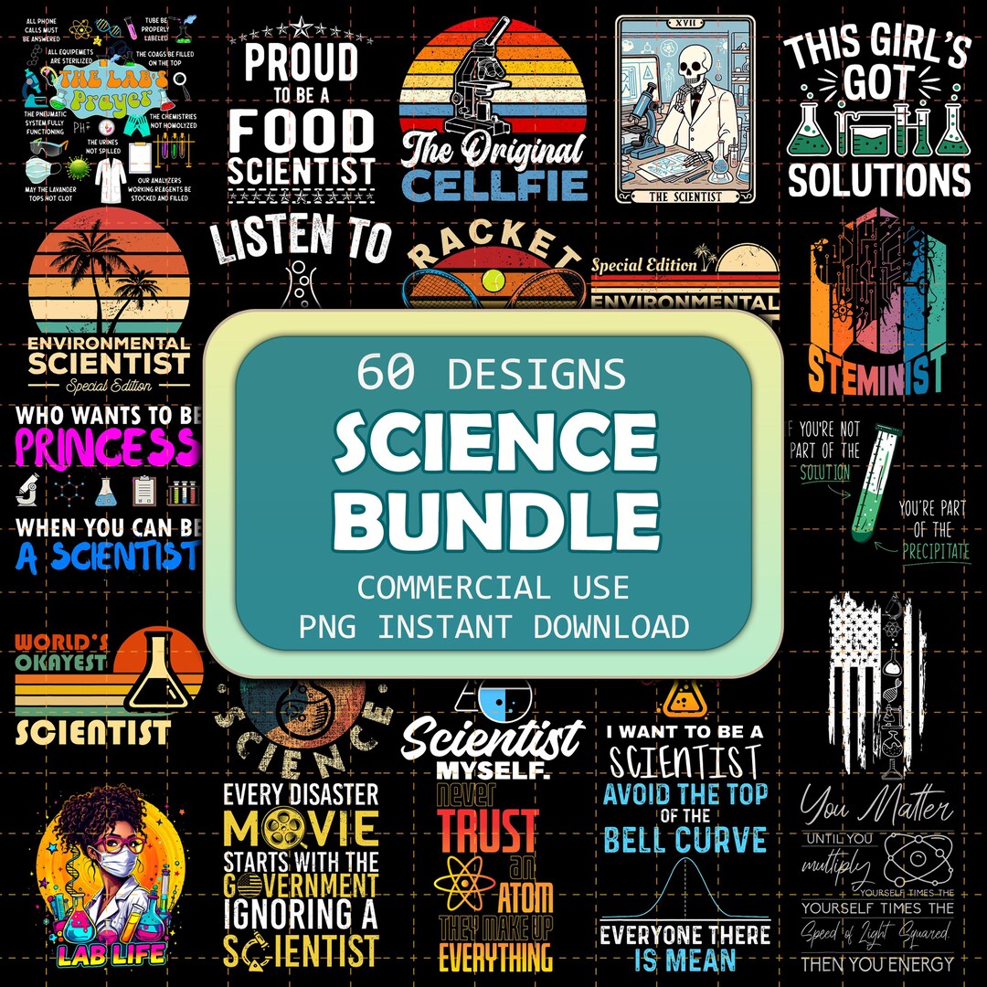 60 Science Png Bundle Sublimination, Chemistry Printable, Teacher ...