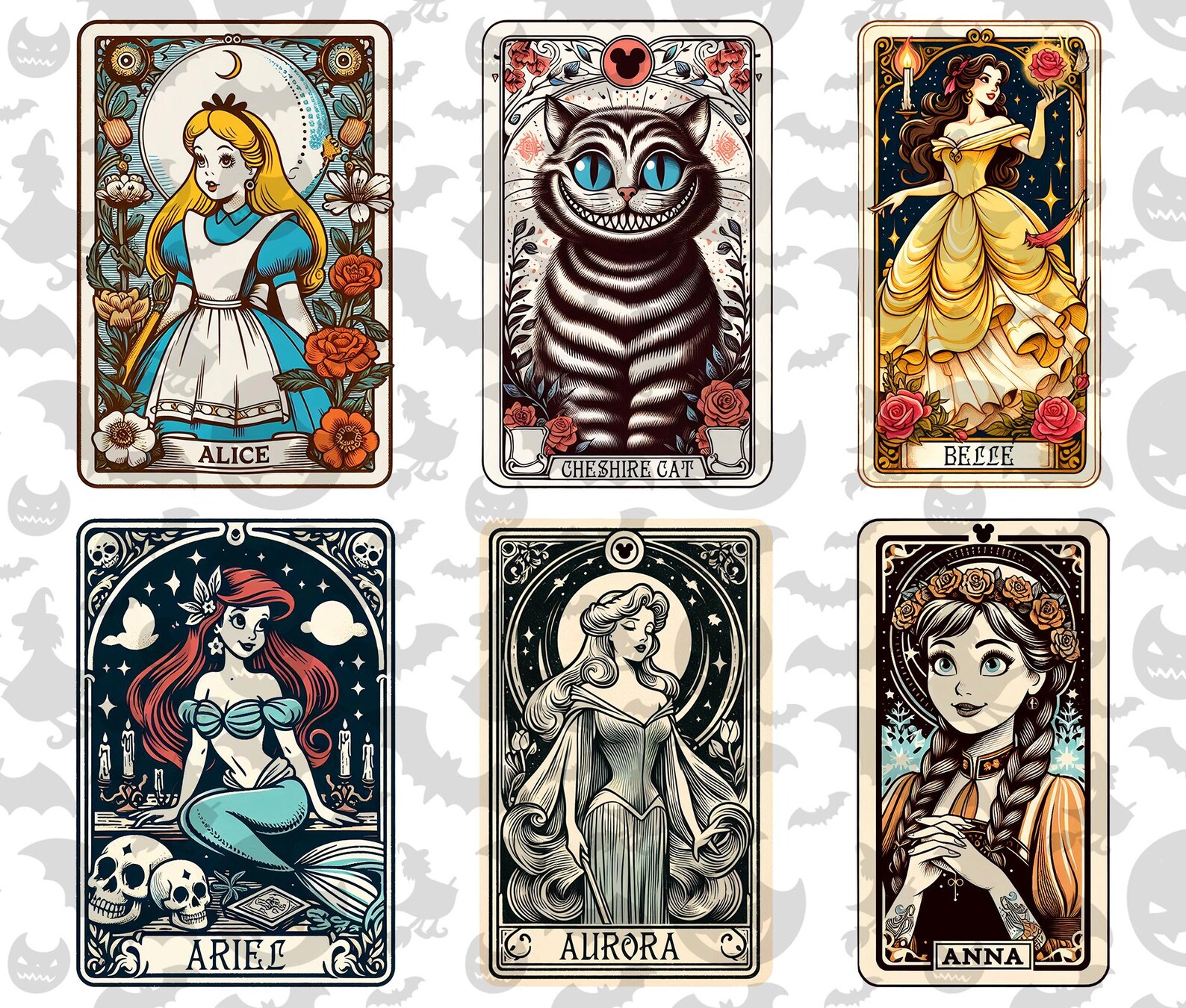 25 Designs Cartoon Tarot Card Bundle Png, Princesses Tarot Card Png ...