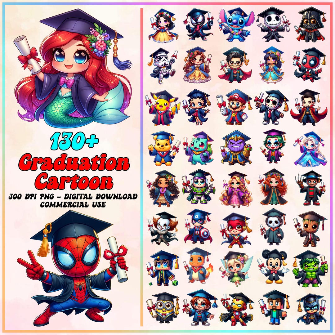 130 Graduation Cartoon Png Bundle, Graduation Png Sublimation ...