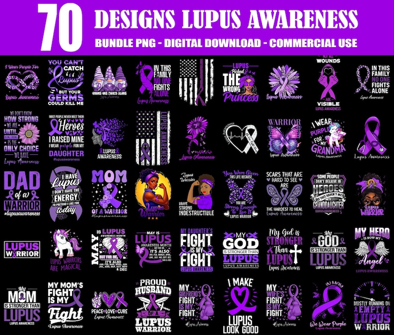 70 Designs Lupus Awareness PNG Bundle, Lupus Cancer Png, Lupus Warrior ...