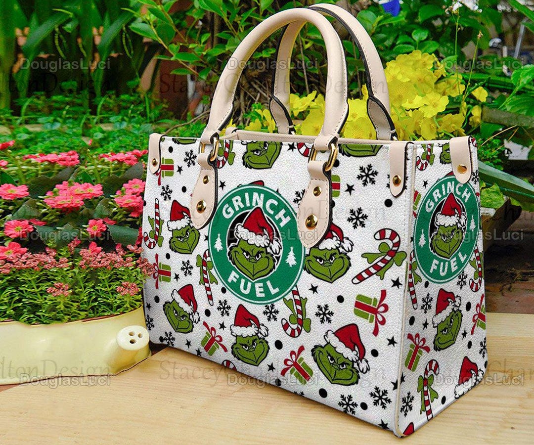 Grinch Christmas Leather Bag, Grinch Lover Handbag, Custom Leather Bag ...