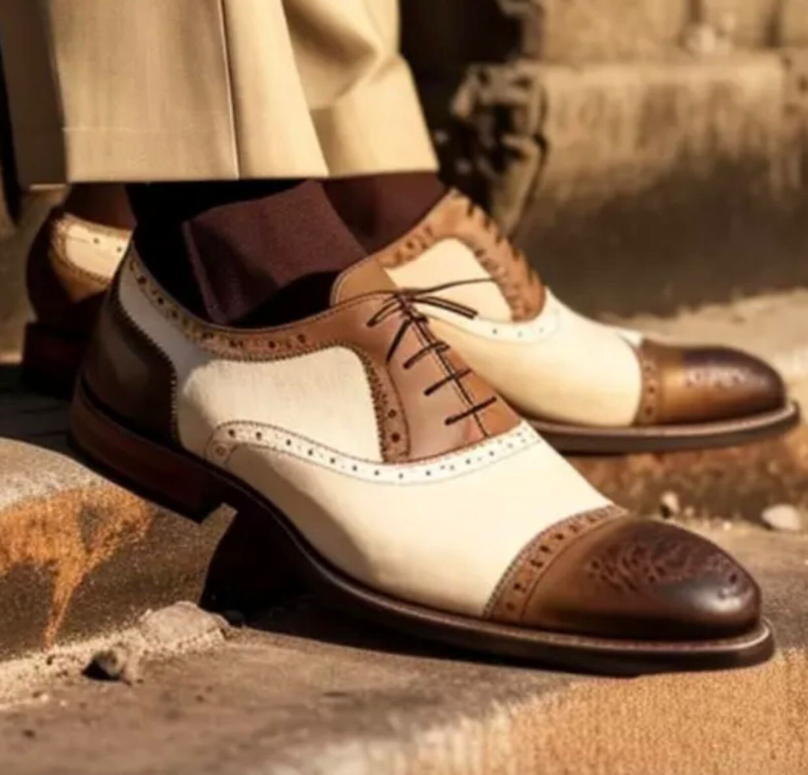 Men’s Handmade Two Tone Oxford Shoes, Men’s Dress up Official Wear ...