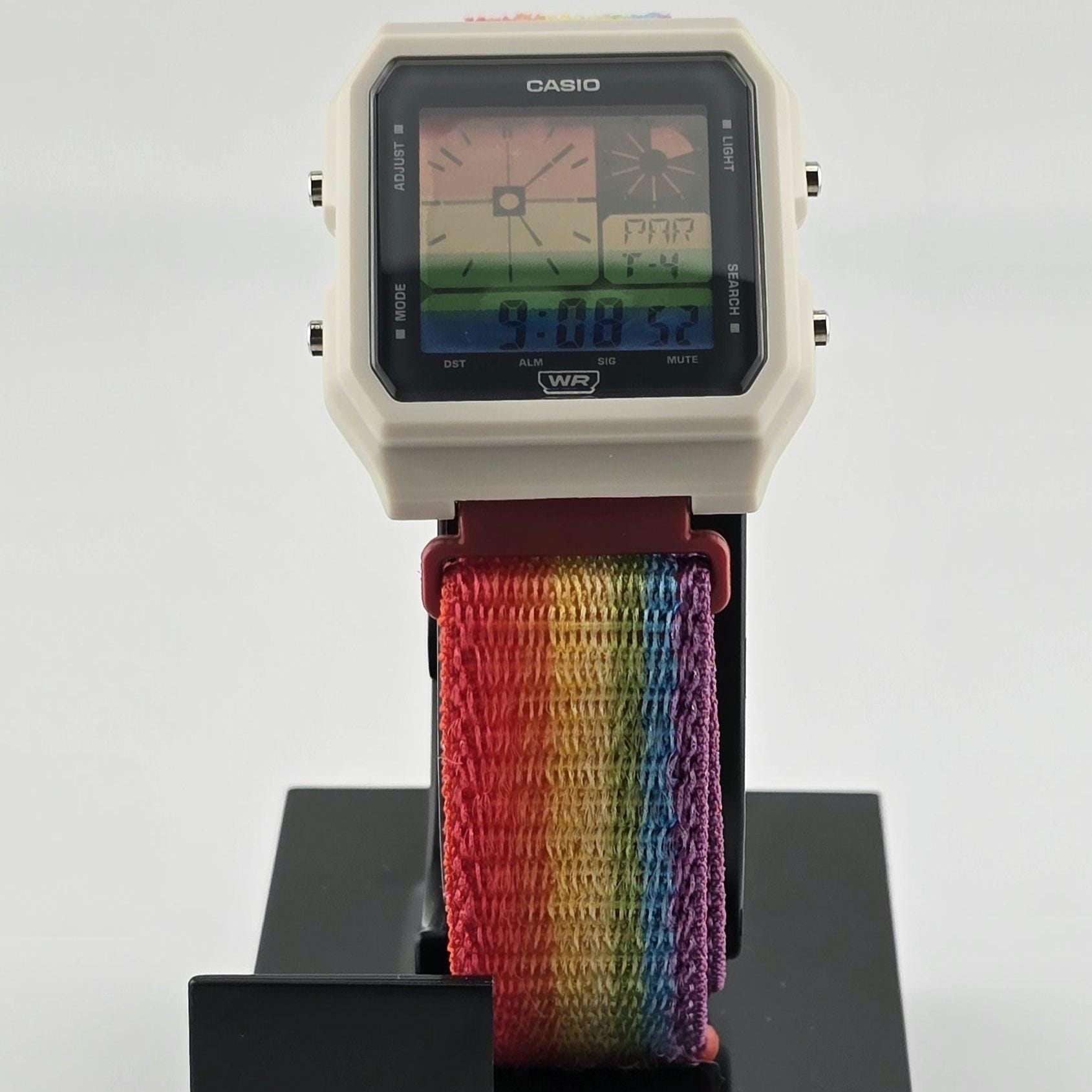 Casio LF20W-8A Modified | POP Rainbow Stripes | Rainbow Nylon Loop ...