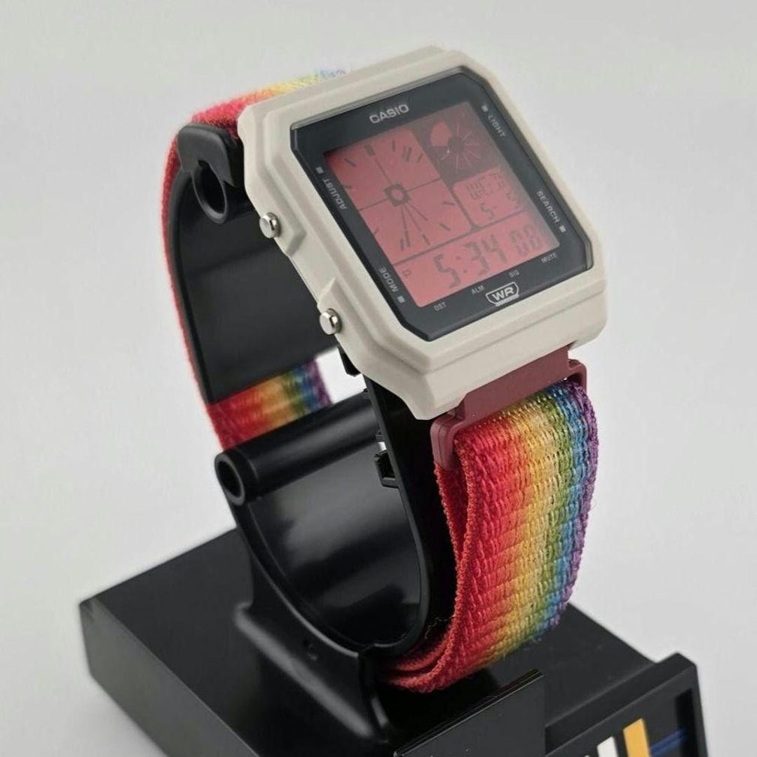 Casio LF20W-8A Modified | POP Rainbow | With Red Tint | Rainbow Nylon ...