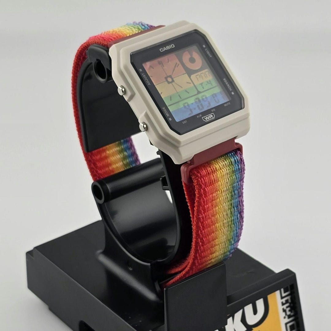 Casio LF20W-8A Modified | POP Rainbow Stripes | Rainbow Nylon Loop ...