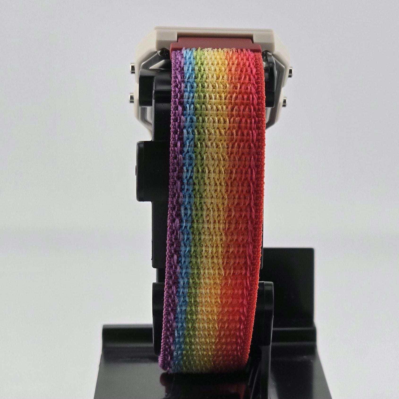 Casio LF20W-8A Modified | POP Rainbow Stripes | Rainbow Nylon Loop ...
